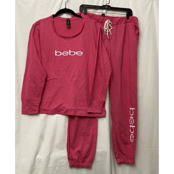 bebe | Intimates & Sleepwear | Bebe Sleepwear Pink Pajama Set Wlong ...